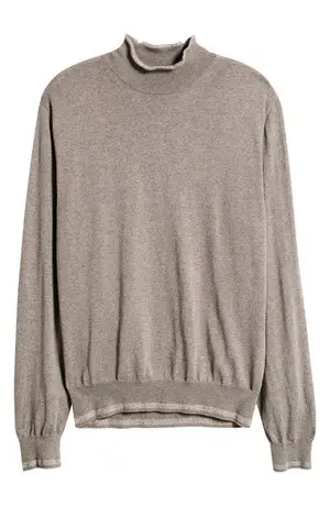 Canali Mock Neck Wool & Silk Blend Sweater - Beige