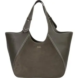 Hugo Big Lenah Suede Tote - Dark Green