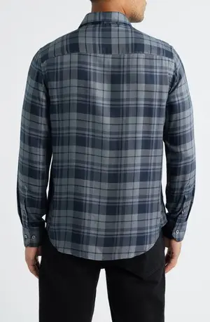 Bugatchi Julian Shaped Fit Plaid Cotton Twill Button-up Shirt - Anthracite