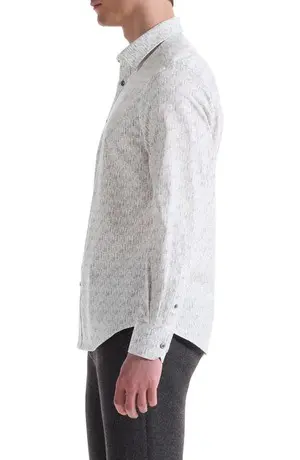 Bugatchi Julian Shaped Fit Musical Instrument Print Button-up Shirt - Chalk