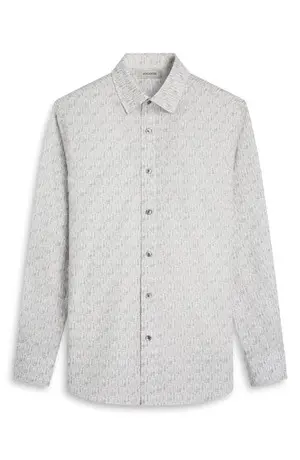 Bugatchi Julian Shaped Fit Musical Instrument Print Button-up Shirt - Chalk