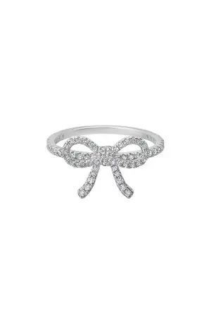 CRISLU Fairy Tale Pavé Cubic Zirconia Bow Ring - Pure Platinum/clear Stone