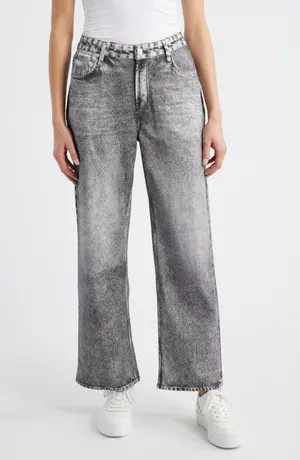 CITY BLUES High-rise Wide Leg Knit Jeans - Gray