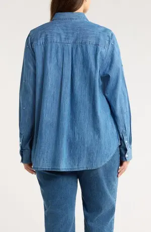 Caslon Crystal Embellished Chambray Shirt