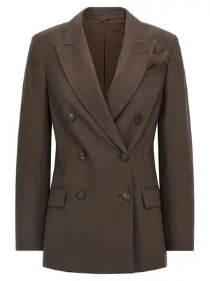 Brunello Cucinelli Double-breasted Wool Blazer - Brown