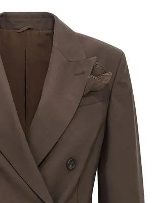 Brunello Cucinelli Double-breasted Wool Blazer - Brown
