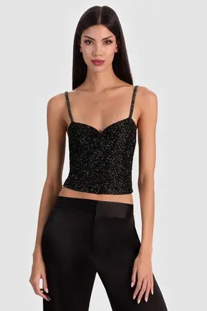 Alice + Olivia Nina Embellished Bustier Top
