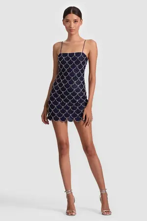 Alice + Olivia Nina Embellished Mini Dress - Blue