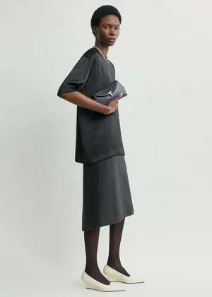 TOTEME Mini T-lock Leather Clutch - Grey