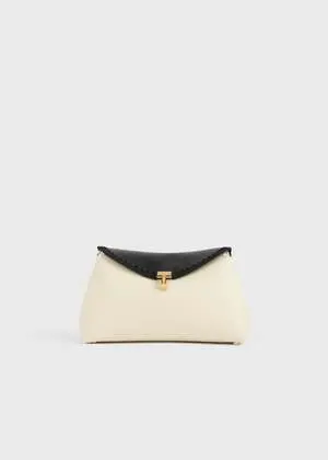 TOTEME T-lock Embroidered Leather Clutch Black