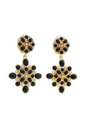 KENNETH JAY LANE Cabochon Drop Clip-on Earrings - Black