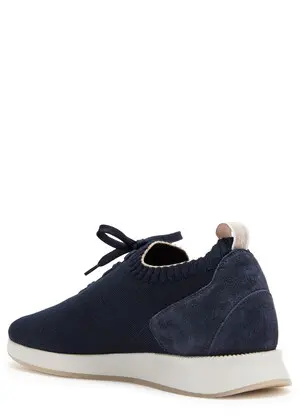 AURELIEN Panelled Knit Sneakers - Navy