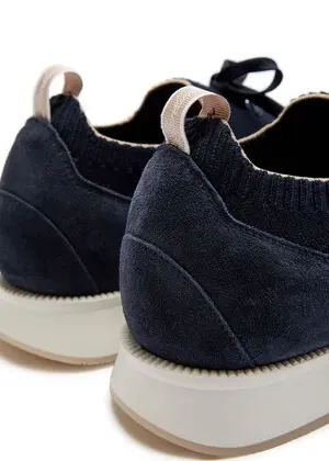 AURELIEN Panelled Knit Sneakers - Navy