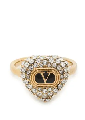 Valentino Garavani Coeur Royal Pavé Ring - Gold