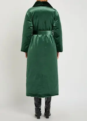 Alice + Olivia Ima Padded Belted Velvet Coat