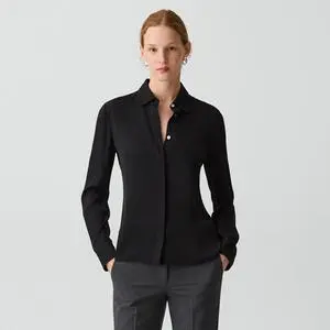Theory Fitted Silk Georgette Shirt - Black