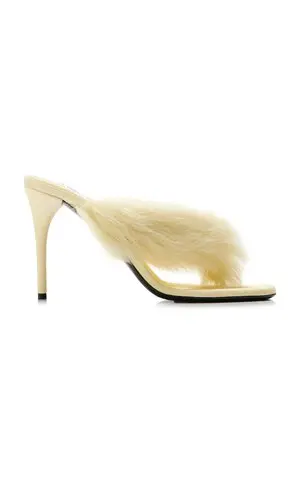 Alaïa Shearling-trimmed Suede Sandals - Yellow