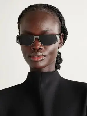 Celine Triomphe Rectangle-frame Sunglasses - Silver
