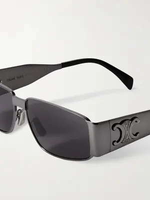 Celine Triomphe Rectangle-frame Sunglasses - Silver