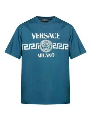 Versace Printed Cotton-jersey Regular T-shirt - Blue