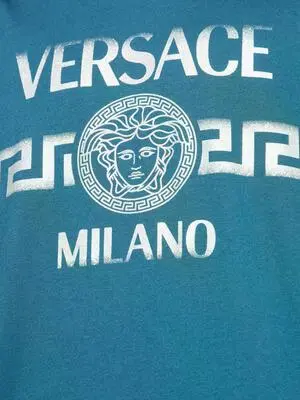 Versace Printed Cotton-jersey Regular T-shirt - Blue
