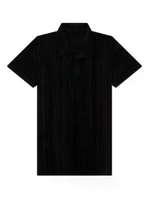 Issey Miyake Pleated Polo Shirt - Black