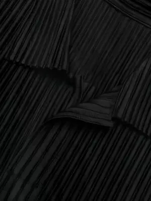 Issey Miyake Pleated Polo Shirt - Black