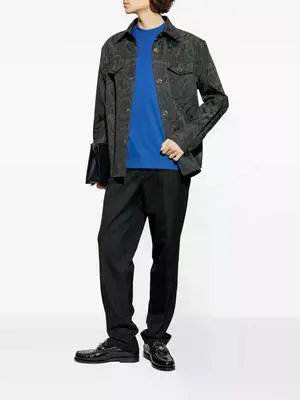 Versace Embroidered Cotton-jersey T-shirt - Blue