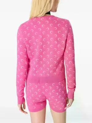 MARINE SERRE Moon Jacquard Knit Cardigan - Pink
