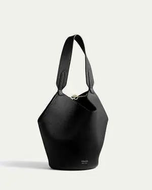 Khaite Lotus Mini Pebble Leather Tote Bag - Black