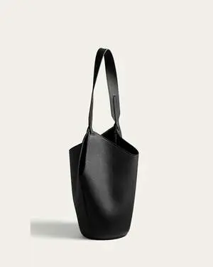Khaite Lotus Mini Pebble Leather Tote Bag - Black