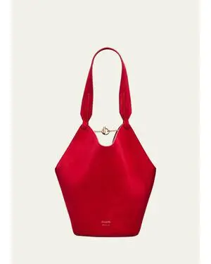 Khaite Lotus Mini Suede Tote Bag - Ruby