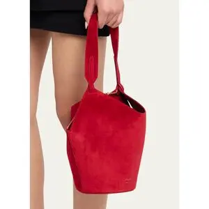 Khaite Lotus Mini Suede Tote Bag - Ruby
