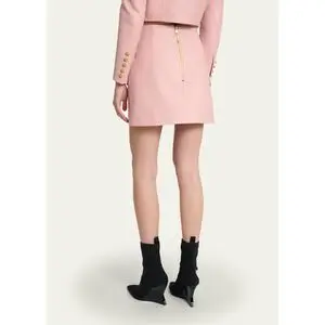 Balmain Button-front Mini Leather Skirt
