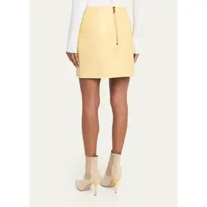 Balmain Button-front Mini Leather Skirt