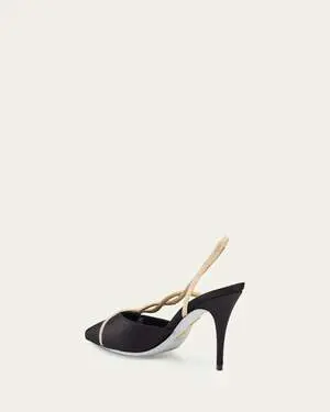 Rene Caovilla 80mm Embellished Braided Satin Pumps