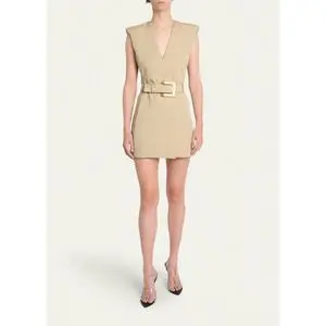 Balmain Belted Gabardine Mini Dress