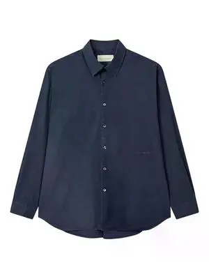 MAN ON THE BOON. Garment-washed Poplin Shirt - Blue