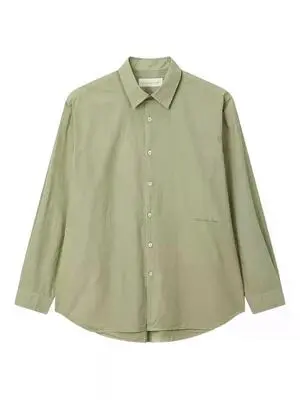MAN ON THE BOON. Garment-washed Poplin Shirt - Green