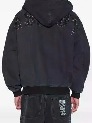 Ksubi Studded Hooded Bomber Jacket In Black - 20% Off | Editorialist