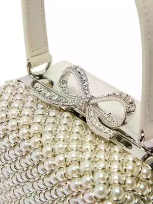SELF-PORTRAIT Mini Pearl Embellished Top Handle Bag - Neutrals