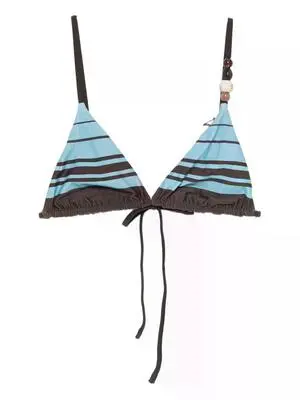 SIR. Striped Beaded Beachwear Top - Blue