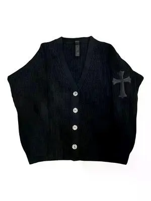 Chrome Hearts Cross-patch Waffle Knit Cardigan