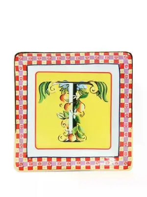 BACI MILANO Floral-details Decorative Tray - Yellow