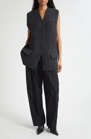Alexander Wang Oversized Rib Wool Button-up Vest