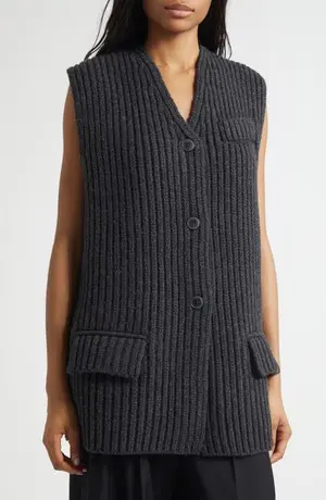 Alexander Wang Oversized Rib Wool Button-up Vest