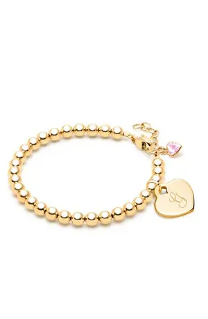 TINY BLESSINGS 14k Gold Beaded Bracelet With Engraved Initial - 14k Gold - G
