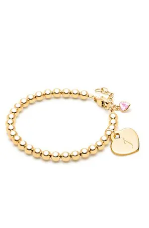 TINY BLESSINGS 14k Gold Beaded Bracelet With Engraved Initial - 14k Gold - I