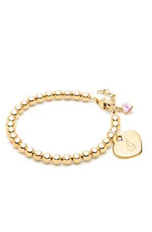 TINY BLESSINGS 14k Gold Beaded Bracelet With Engraved Initial - 14k Gold - J