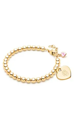 TINY BLESSINGS 14k Gold Beaded Bracelet With Engraved Initial 14k Gold - O